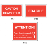 Red Handling Labels | Adhesive Rippa Labels | PT&L MANUFACTURED | Primepac